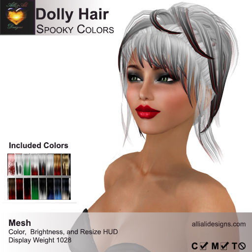 Second Life Marketplace - A&A Dolly Hair Spooky Colors Pack. Resizeable ...