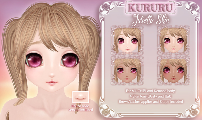 Second Life Marketplace - [KRR] Juliette skin for M4 Chibi and Kemono body