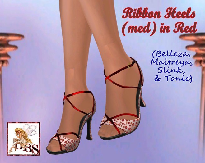 Second Life Marketplace - 4 *DBS* Ladies Heels - RED MED Ribbon