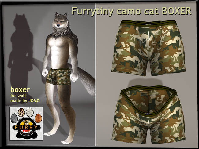 Second Life Marketplace - FURRYTINY CAMO CAT BOXER WOLF JOMO