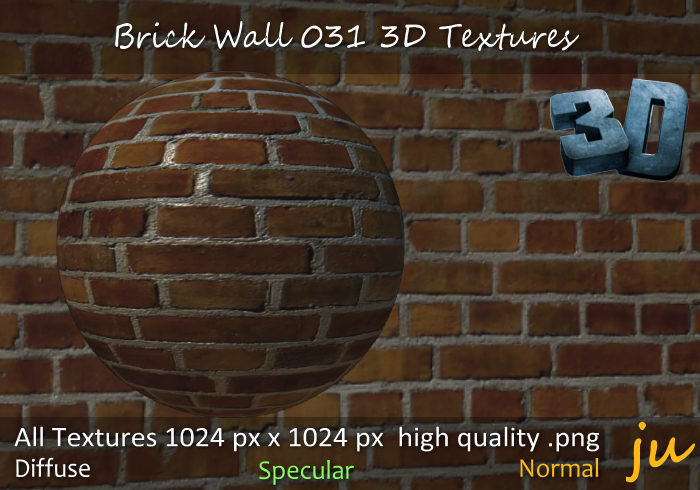 Second Life Marketplace - JU Brick Wall 031 3D Textures Full Perm