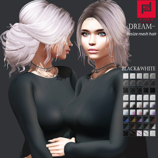 Second Life Marketplace - -FABIA- Mesh Hair Black&White