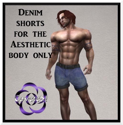 Second Life Marketplace Aesthetic Denim Shorts For Men