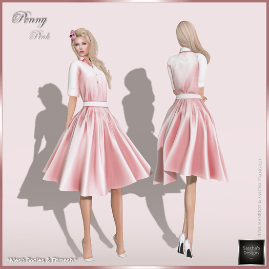 Second Life Marketplace - SAS - Penny Pink Dress (Mesh Bodies & Fitmesh)