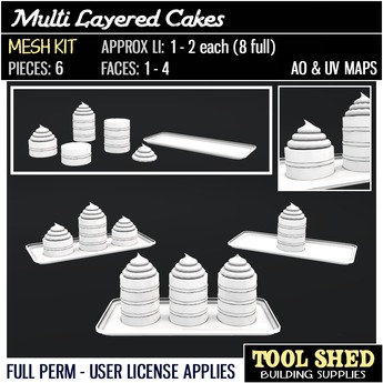 Second Life Marketplace - Tool Shed - Mini Layered Cakes Mesh Kit