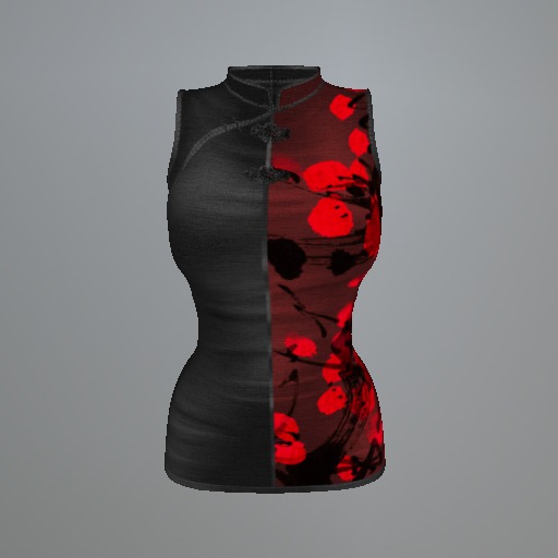 Second Life Marketplace - Red Asian Poppy Maitreya Cheongsam Minidress