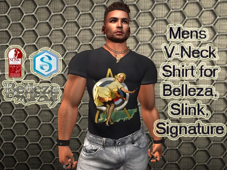 Second Life Marketplace - Mens V-Neck Shirt ( 8 colors ) for Belleza ...