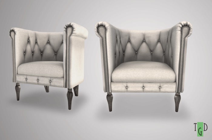 Second Life Marketplace - ~GD~ Madison Tufted Club Chair - White - ADULT