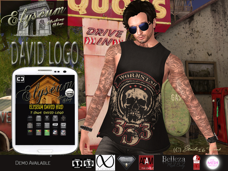 Second Life Marketplace - ! ELYSEUM T-Shirt DAVID LOGO DEMO