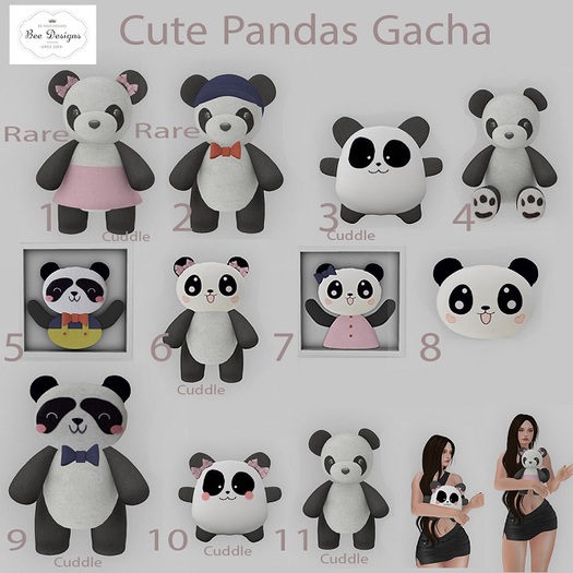 Second Life Marketplace - Bee Designs Cute Pandas Gacha 10