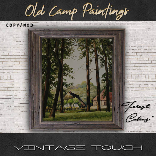 Second Life Marketplace - VIntage Touch Old Camp Paintings (Forest Cabins)