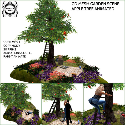 Second Life Marketplace - GD MESH GARDEN SCENE APPLE TREE ANIMATED