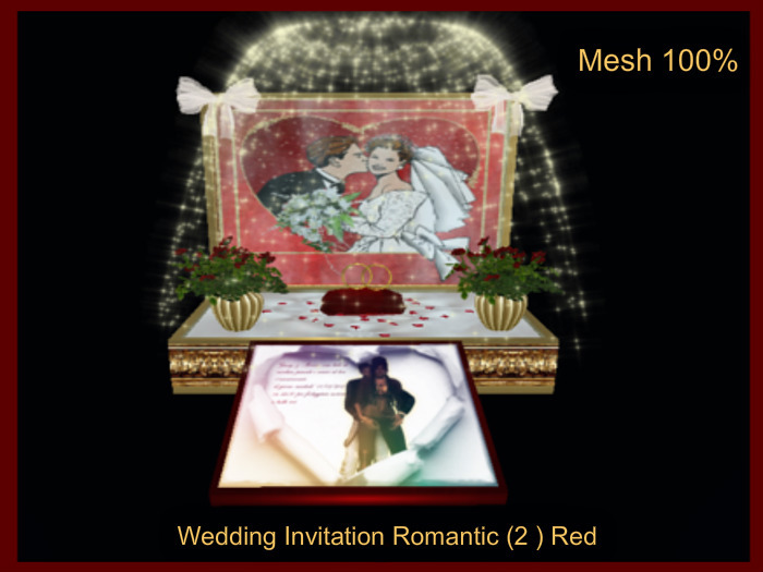 Second Life Marketplace - Wedding Invitation Romantic (2 ) Red