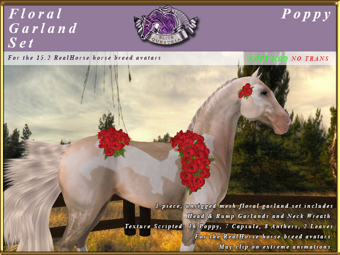 Second Life Marketplace - *E* Garland Set -RealHorse 15.2 - Poppy