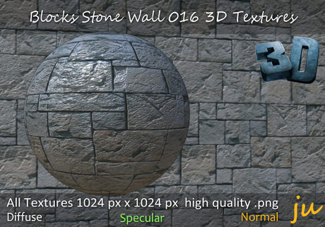Second Life Marketplace - JU Blocks Stone Wall 016 3D Textures Full Perm