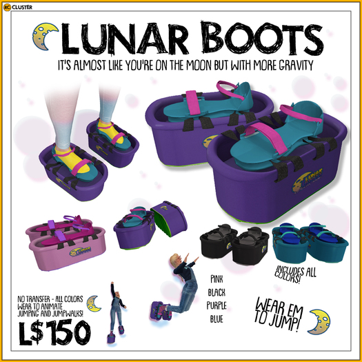 Second Life Marketplace - -RC- Animated Jumping Shoes - Lunar Boots!