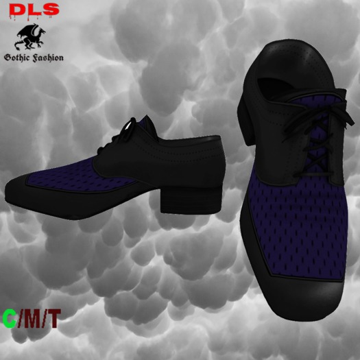 Second Life Marketplace - Lace up Formal Shoes male black blue holes boxed