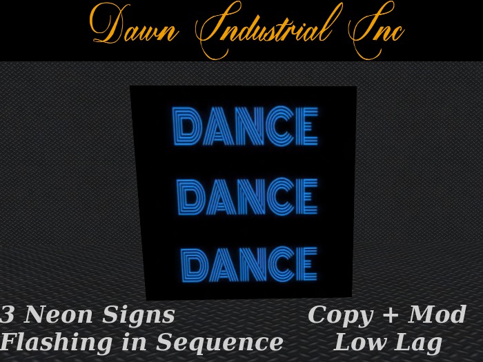 Second Life Marketplace - DANCE Blue Animated Neon Sign - Promo