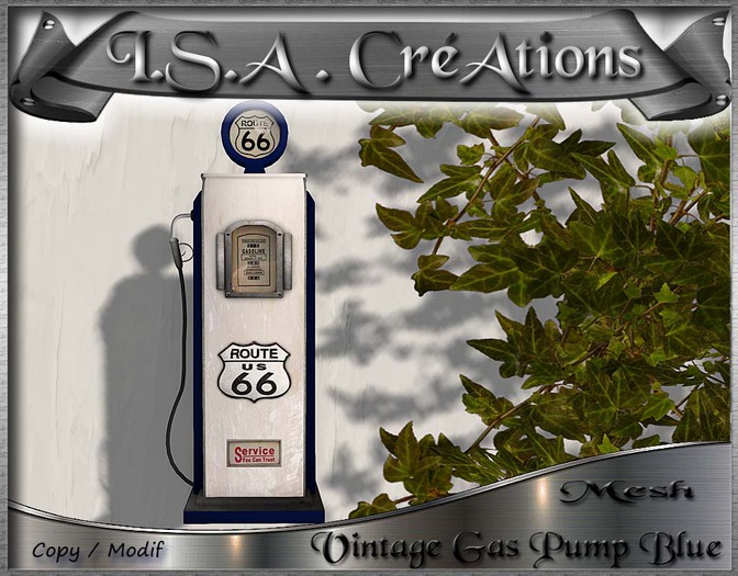 Second Life Marketplace - Vintage Gas Pump Blue * Mesh * BOX