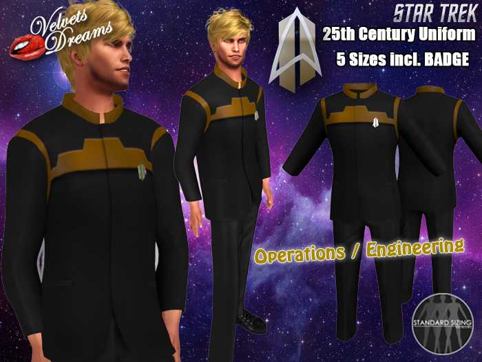 Second Life Marketplace - -VD- Star Trek Uniform 25th GOLD DEMO (wear ...