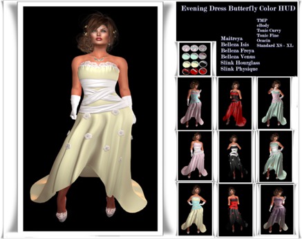 Second Life Marketplace - Evening Dress Flowers with Color HUD ...