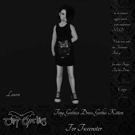 Second Life Marketplace - Tiny Gothics Tweenster Dress Gothic Kitten DEMO