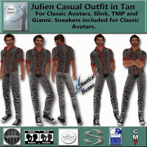 Second Life Marketplace - Julien Casual Outfit in Tan