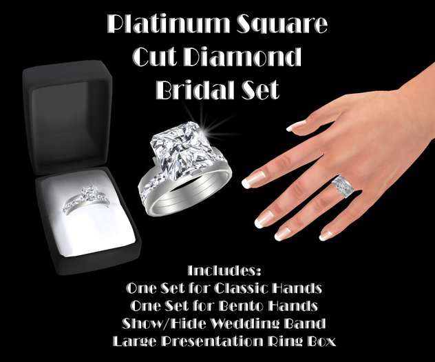Second Life Marketplace - Mesh Platinum (Silver/White Gold) Square Cut ...