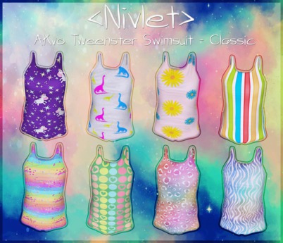 Second Life Marketplace - Akvo Tweenster Swimsuit - Classics Set