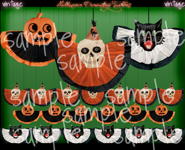 Second Life Marketplace - FULL PERM 6 Vintage Halloween Decorating ...