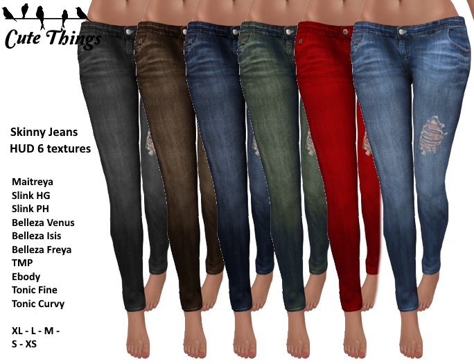 Second Life Marketplace - [CT] Skinny Jeans Hud 6 colors - 15 sizes ...