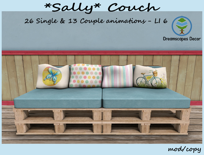 Second Life Marketplace - *Sally* Couch - Couch with pillows and 26 ...