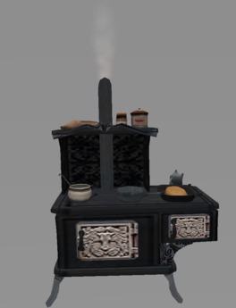 Second Life Marketplace - Cast Iron Cooking Stove - Smoking Stack