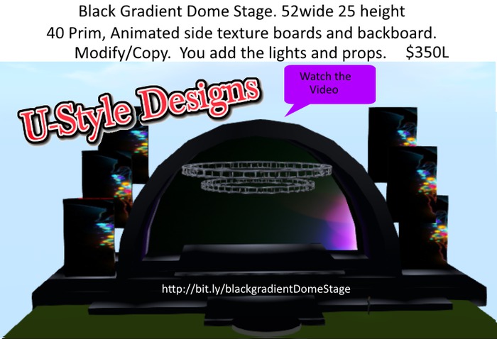Second Life Marketplace - Black Gradient Dome Stage 40 prim