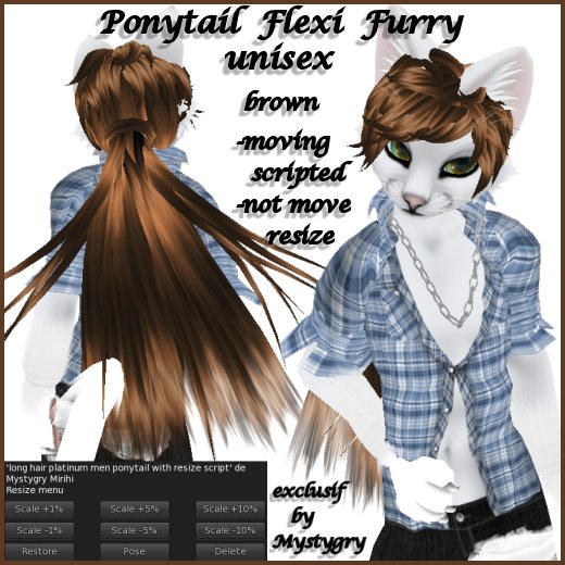 Second Life Marketplace - Ponytail flexi hair furry brown move and not ...