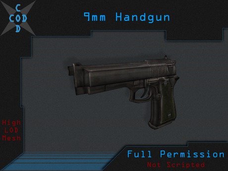 Second Life Marketplace - [COD] 9mm Handgun - Full Perm Weapon
