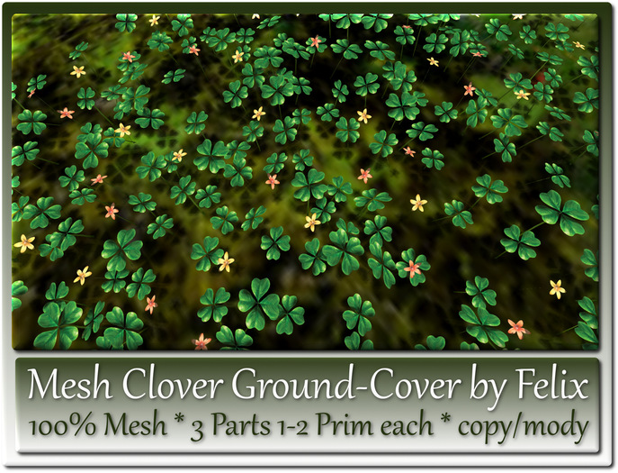 Second Life Marketplace - Mesh Clover Ground-Cover by Felix 3 Parts 1-2 ...