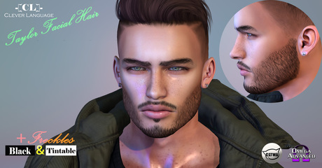 Second Life Marketplace - -[CL]- Taylor Facial Hair (CATWA/OMEGA) Black ...