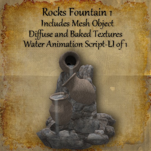 Second Life Marketplace - Bad Katz Rocks Fountain 1 Water Jug
