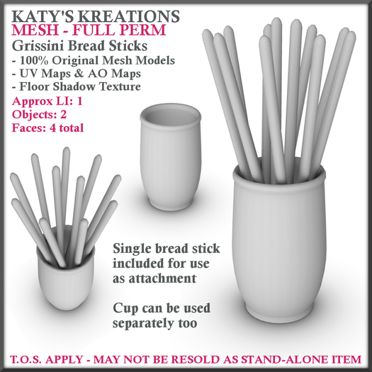 Second Life Marketplace - FULL PERM MESH Grissini Bread Sticks, Italian ...