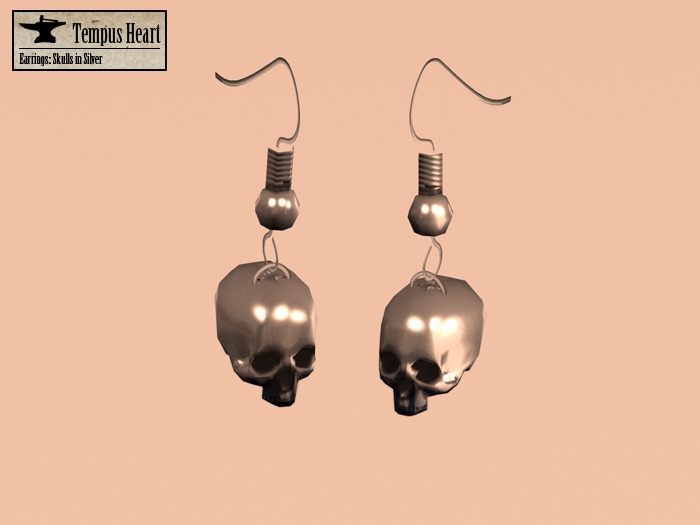 Second Life Marketplace - TH Earrings: Skulls in Silver