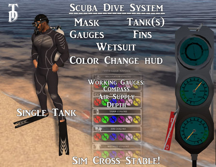 Second Life Marketplace - TD Single Tank Scuba Package (Male)