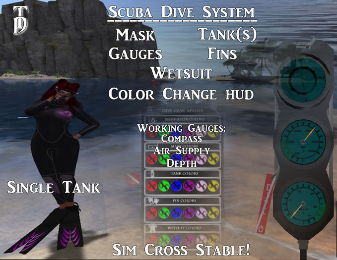 Second Life Marketplace - TD Single Tank Scuba Package (Female)