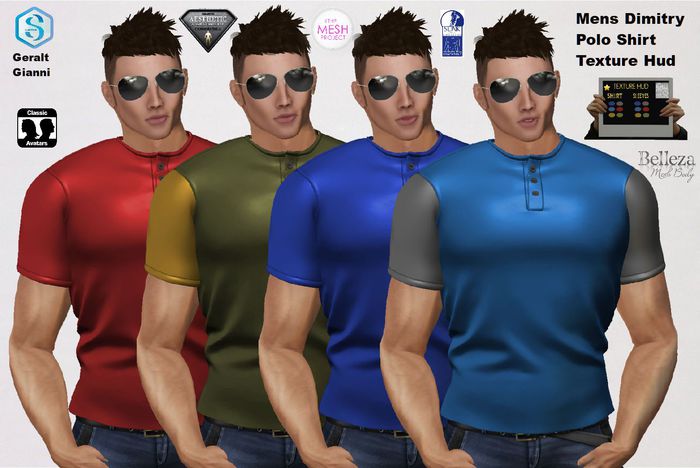 Second Life Marketplace - Mens Dimitry Polo Shirt Texture Hud