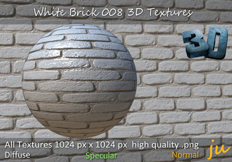 Second Life Marketplace - JU White Brick 008 3D Textures Full Perm