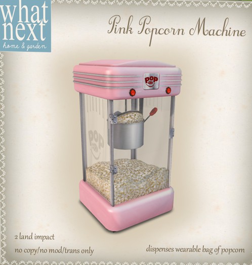Second Life Marketplace - {what next} Pink Popcorn Machine (boxed)