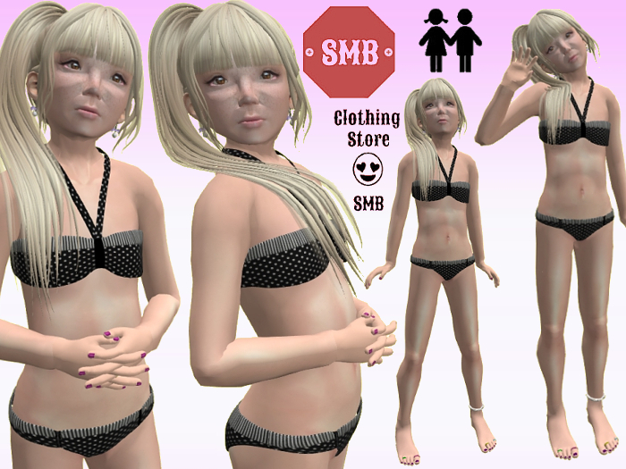 Second Life Marketplace - SMB Design Black/White Dots Bikini
