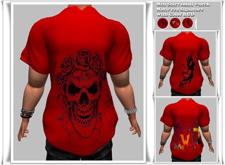 Second Life Marketplace - Men Shirt small v-neck Motiv red Signature ...
