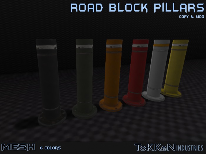 Second Life Marketplace - **ToKKen Industries** Road Block Pillars - Mesh