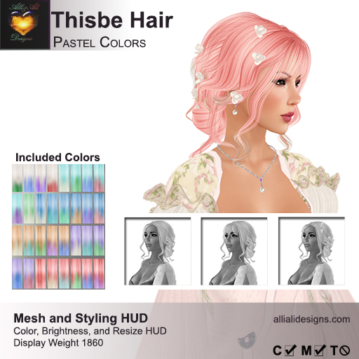 Second Life Marketplace - A&A Thisbe Hair Pastel Colors, low weight ...